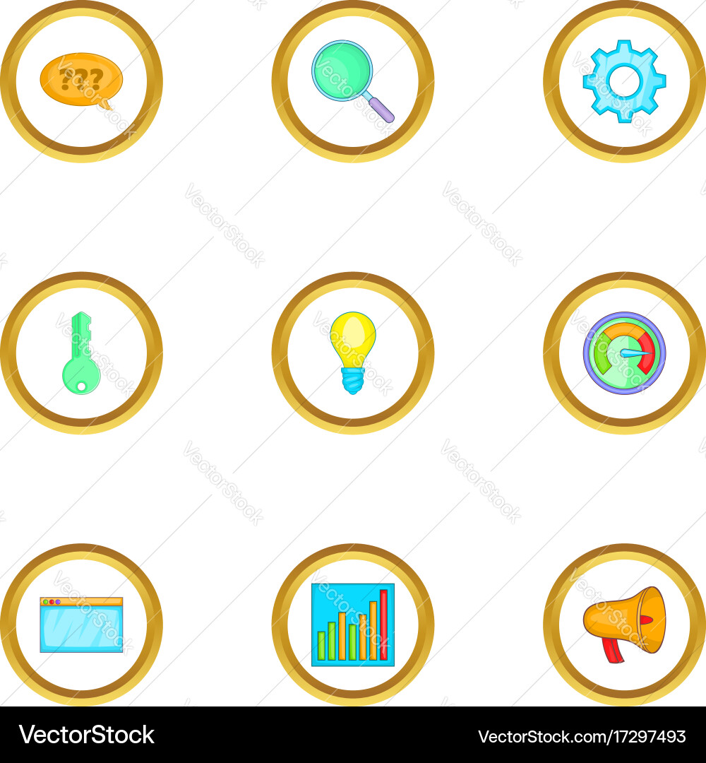 Boost app icons set cartoon style Royalty Free Vector Image