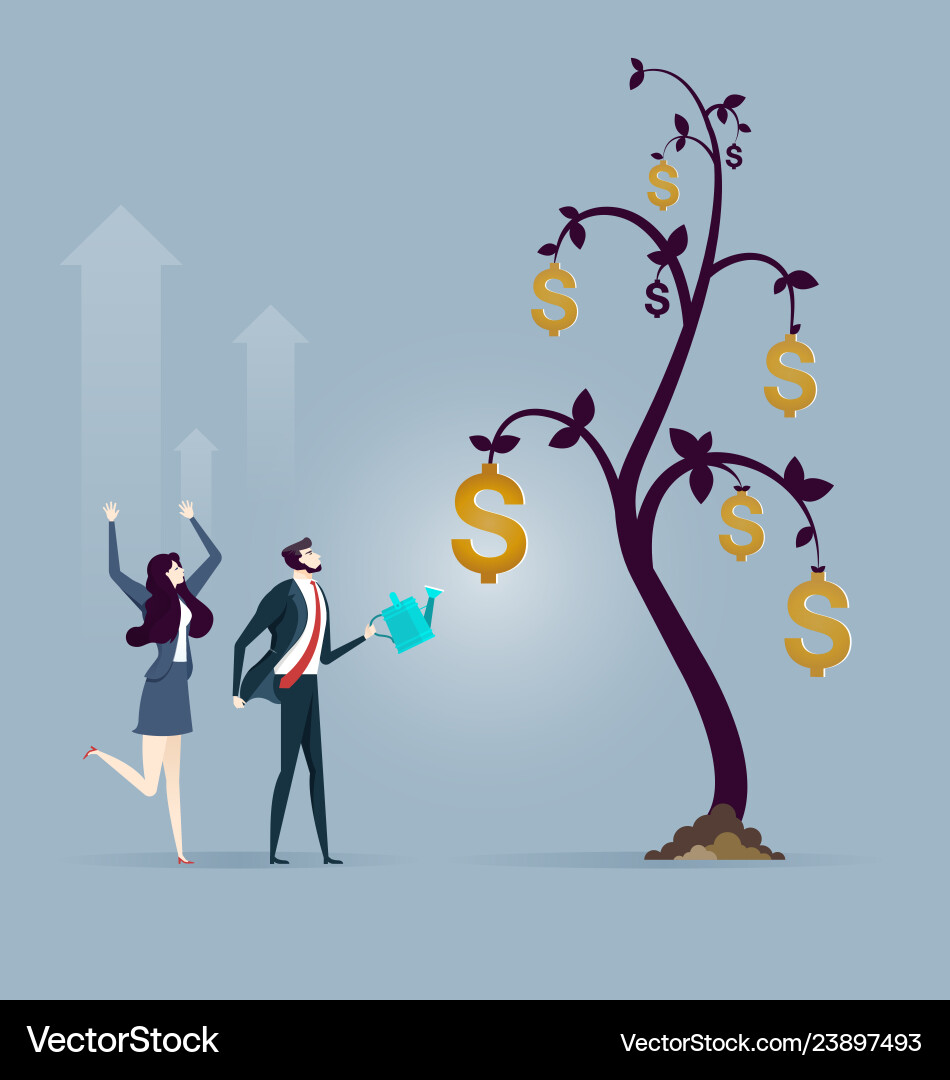 Businessman celebrating success with creative Vector Image