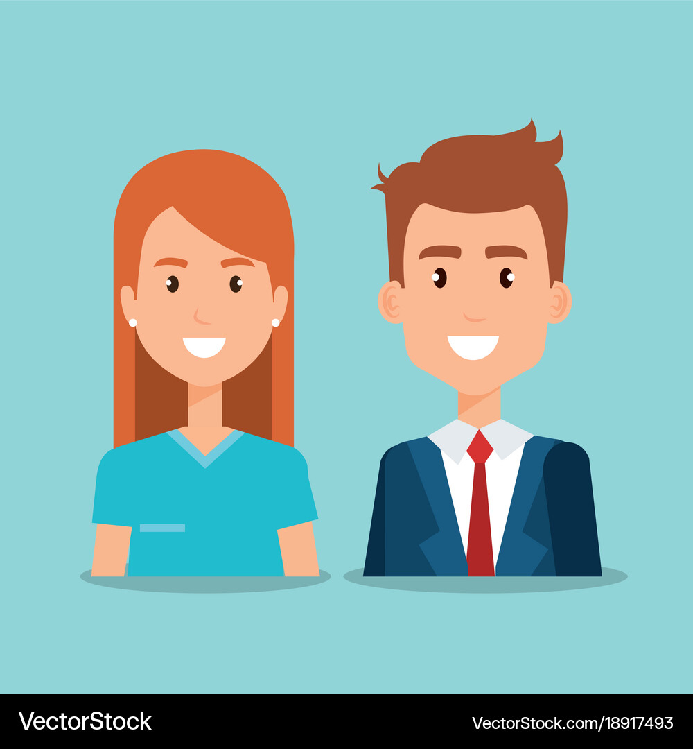 Couple of professional workers Royalty Free Vector Image