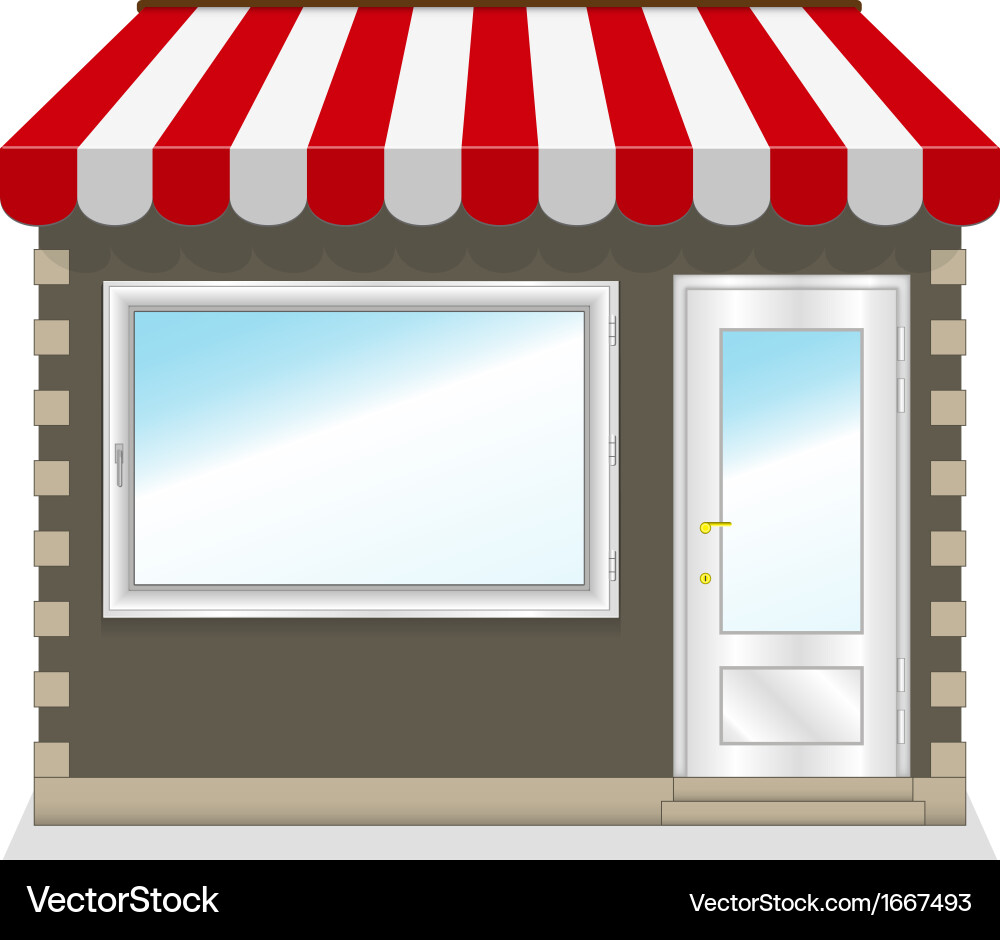 Cute shop icon with red awnings Royalty Free Vector Image