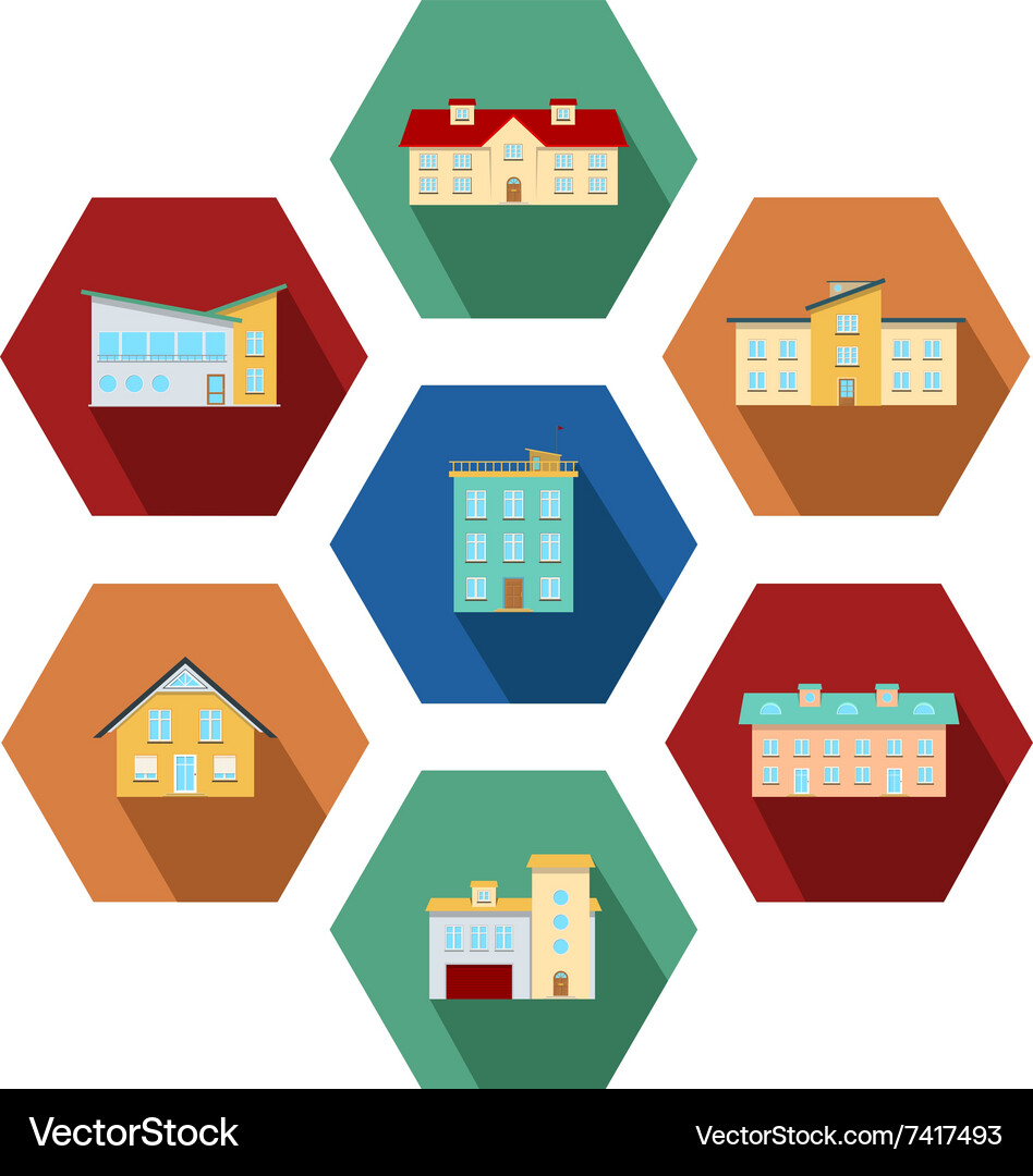 Modern houses icons Royalty Free Vector Image - VectorStock
