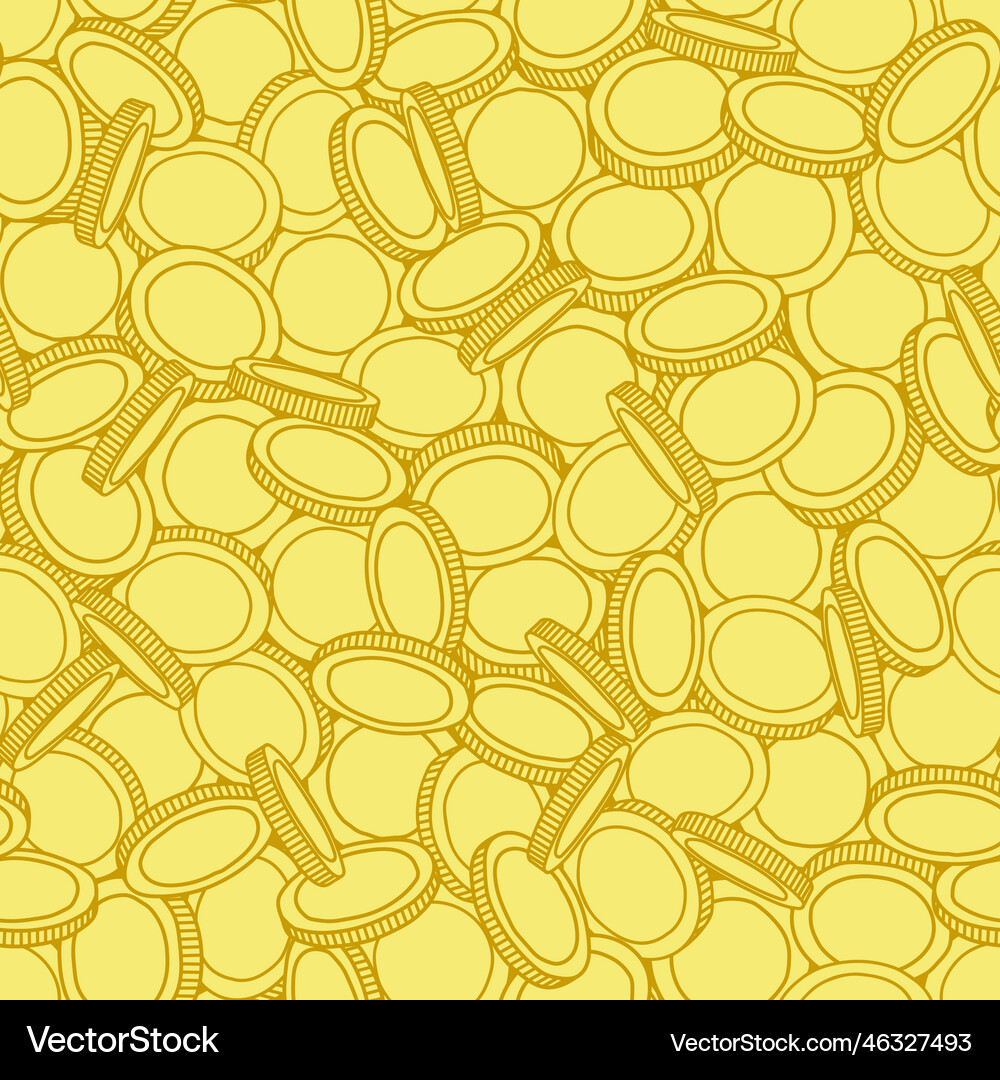 Seamless pattern of gold coins Royalty Free Vector Image