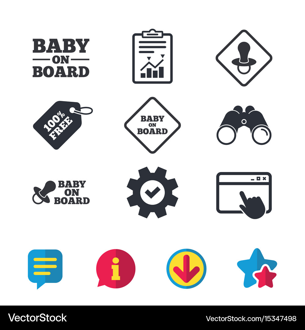 Baon board icons infant caution signs Royalty Free Vector
