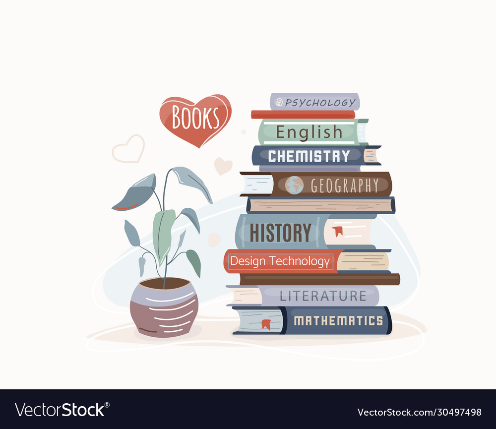 Book stack textbooks for academic study Royalty Free Vector