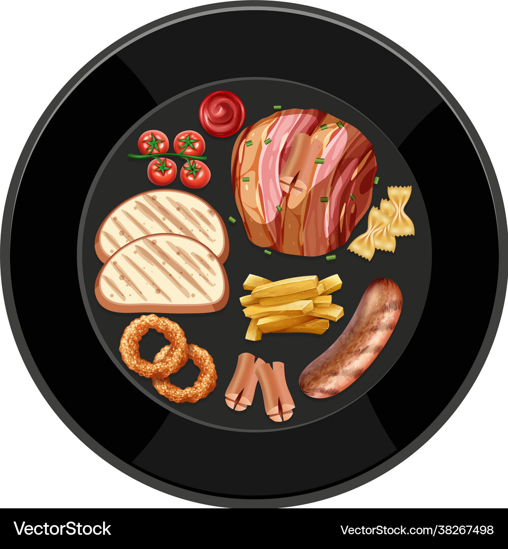 Brunch or breakfast set in a dish cartoon Vector Image