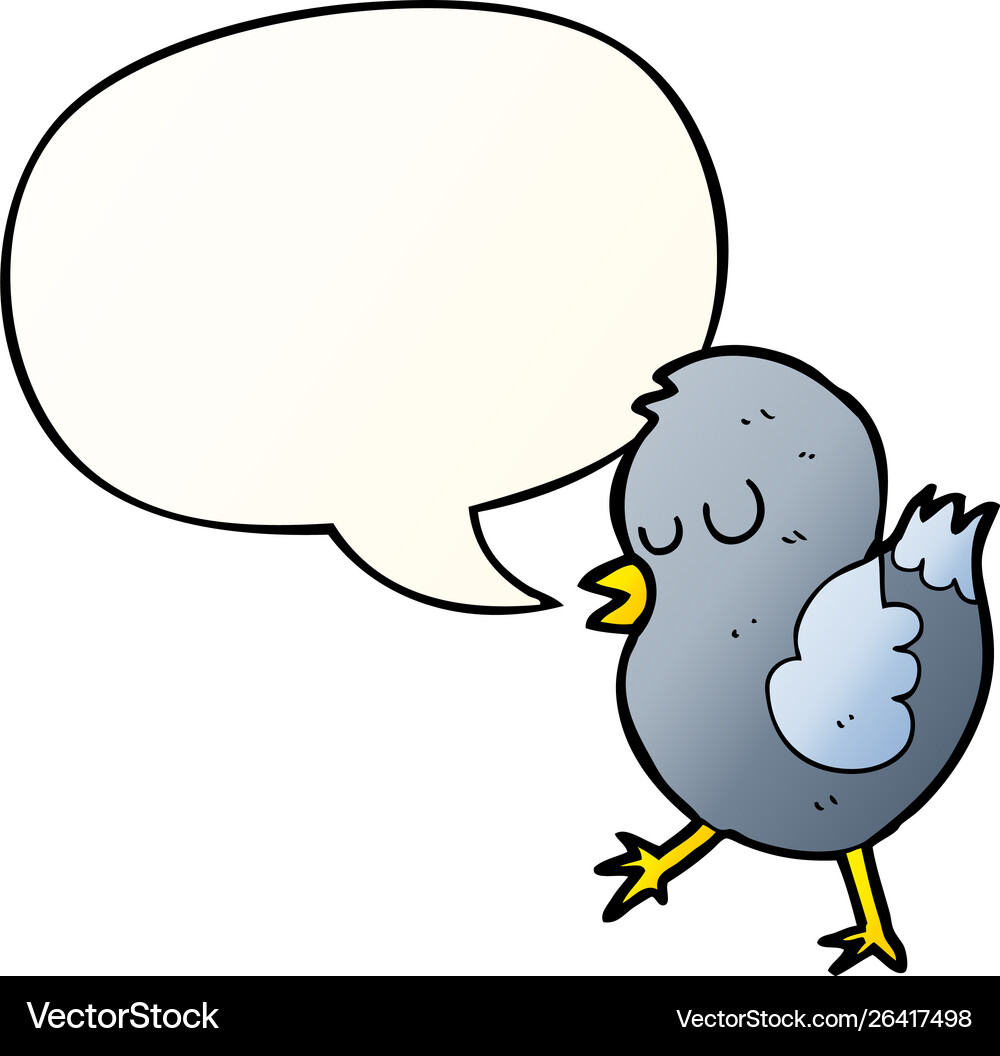 Cartoon bird and speech bubble in smooth gradient Vector Image