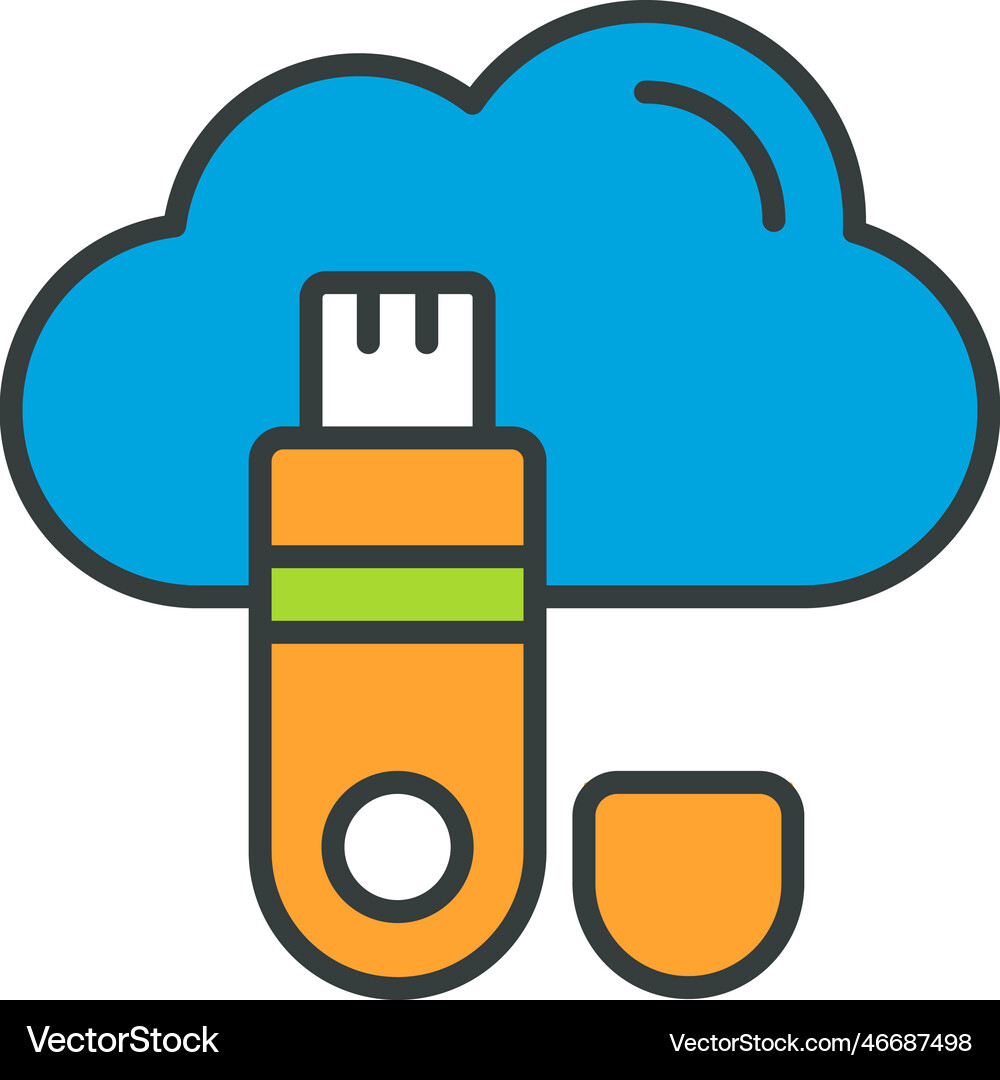 Cloud usb fill outline icons simple stock Vector Image