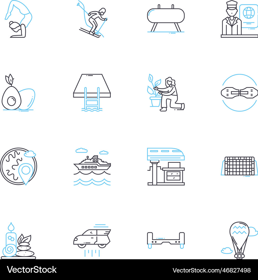 Eating lifestyle linear icons set clean balanced Vector Image