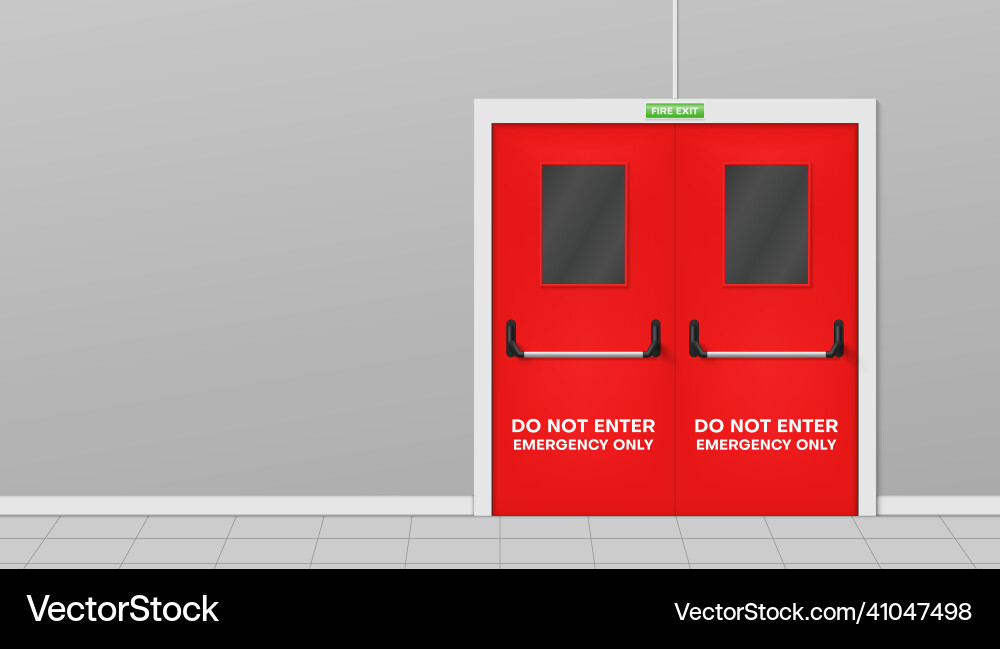 Fire exit realistic red Royalty Free Vector Image