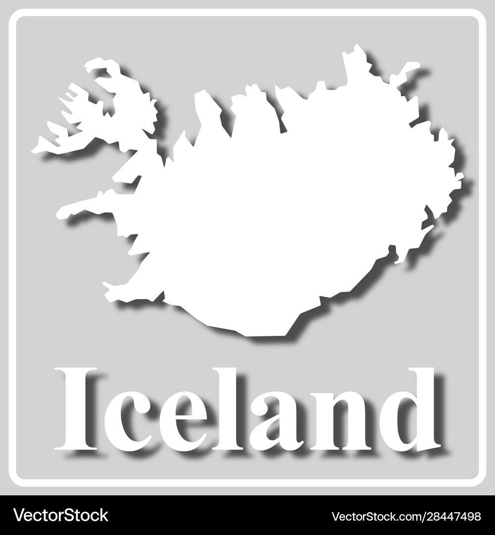 Gray icon with white silhouette a map iceland Vector Image