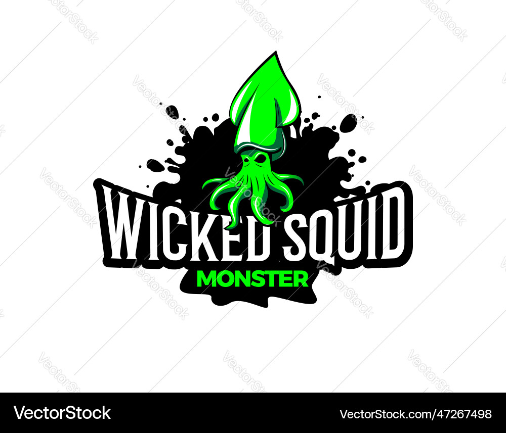 Green monster sea squid logo design template Vector Image