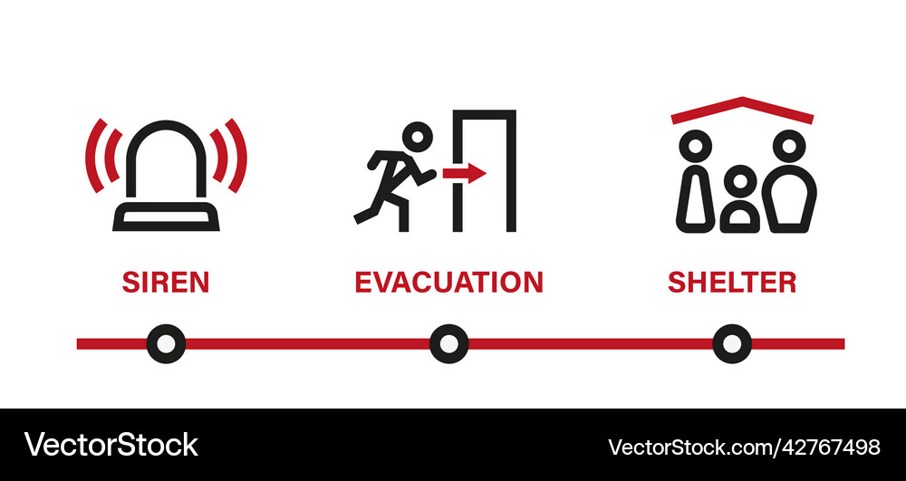 Infographic with evacuation theme icons and texts Vector Image