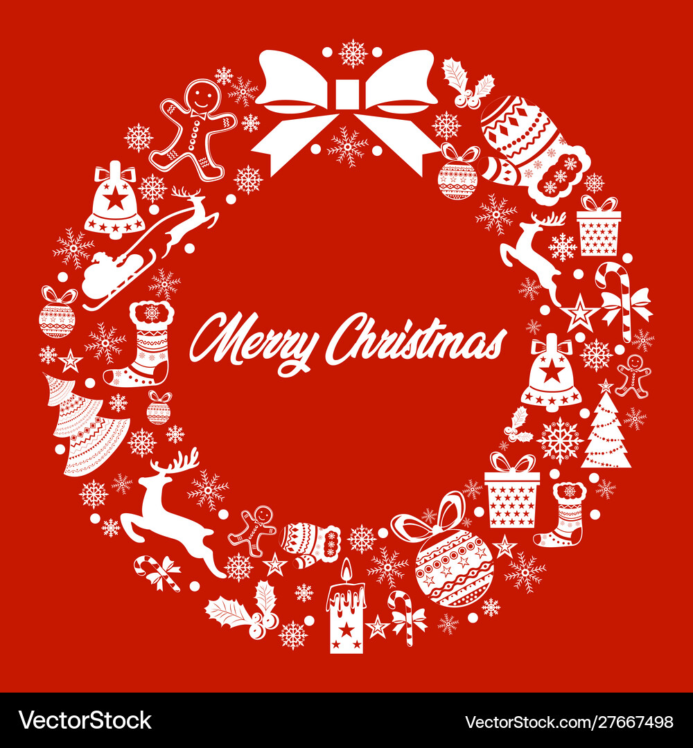 Merry christmas colorful icon elements card white Vector Image
