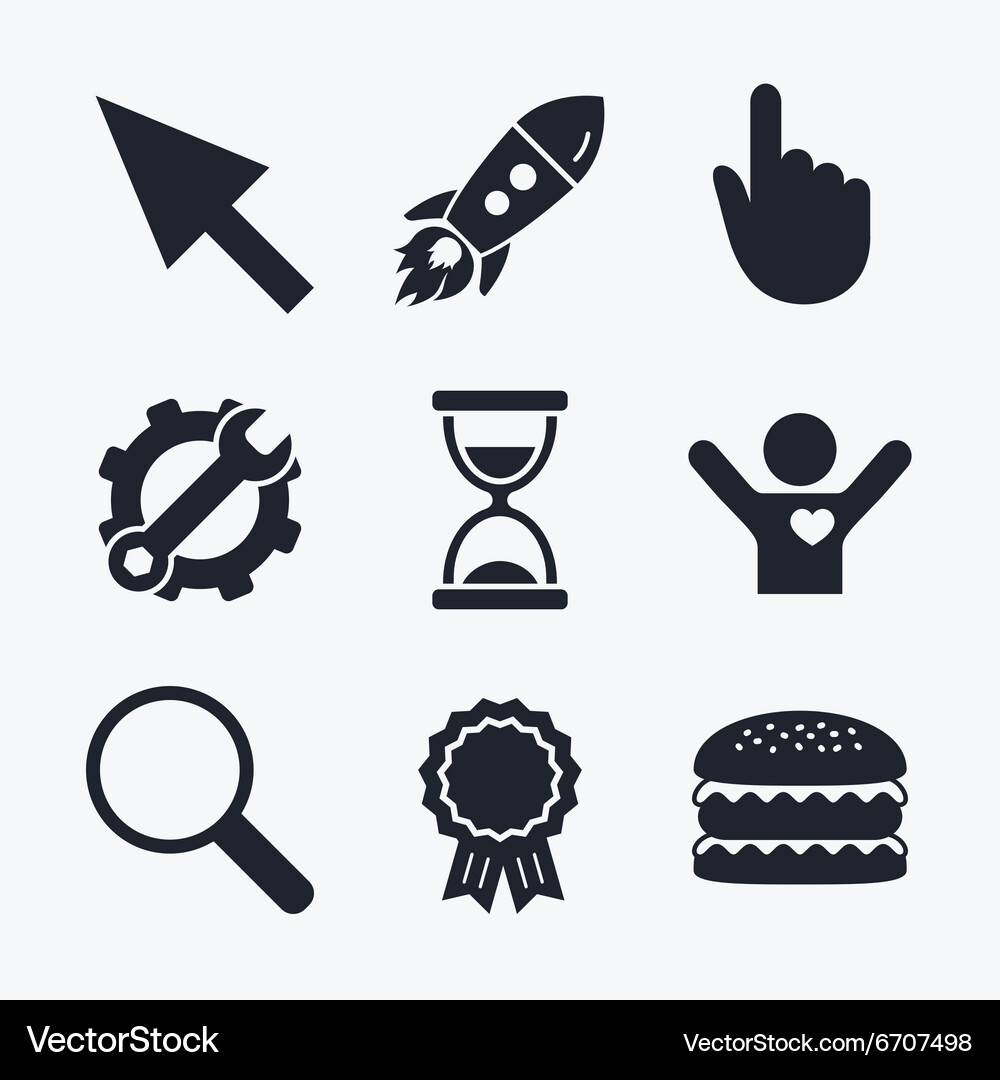 Mouse cursor icon hourglass magnifier glass Vector Image