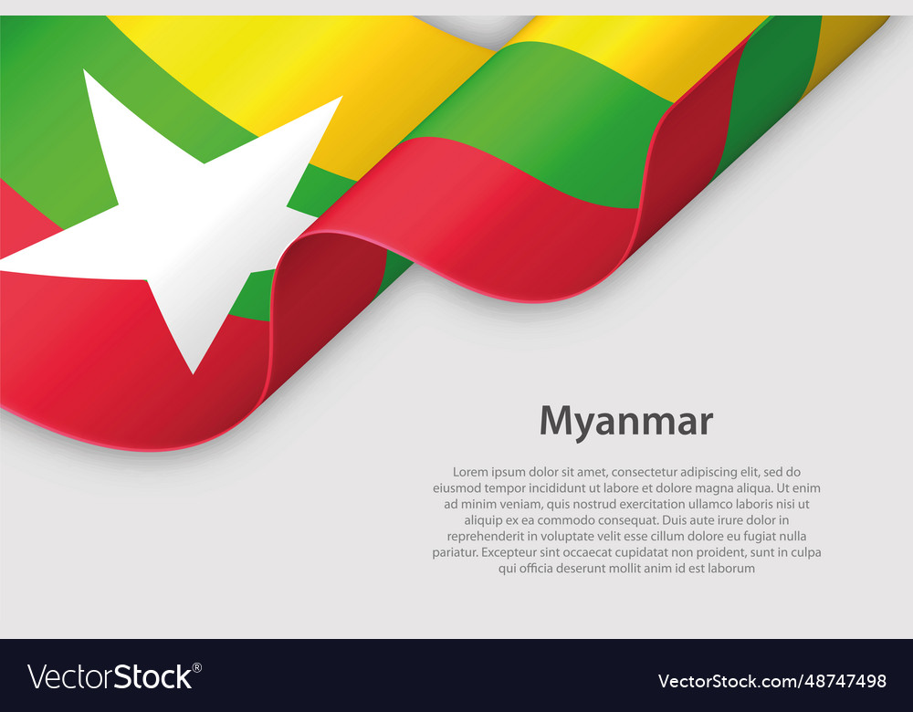 Myanmar National Flag Ribbon Royalty Free Vector Image