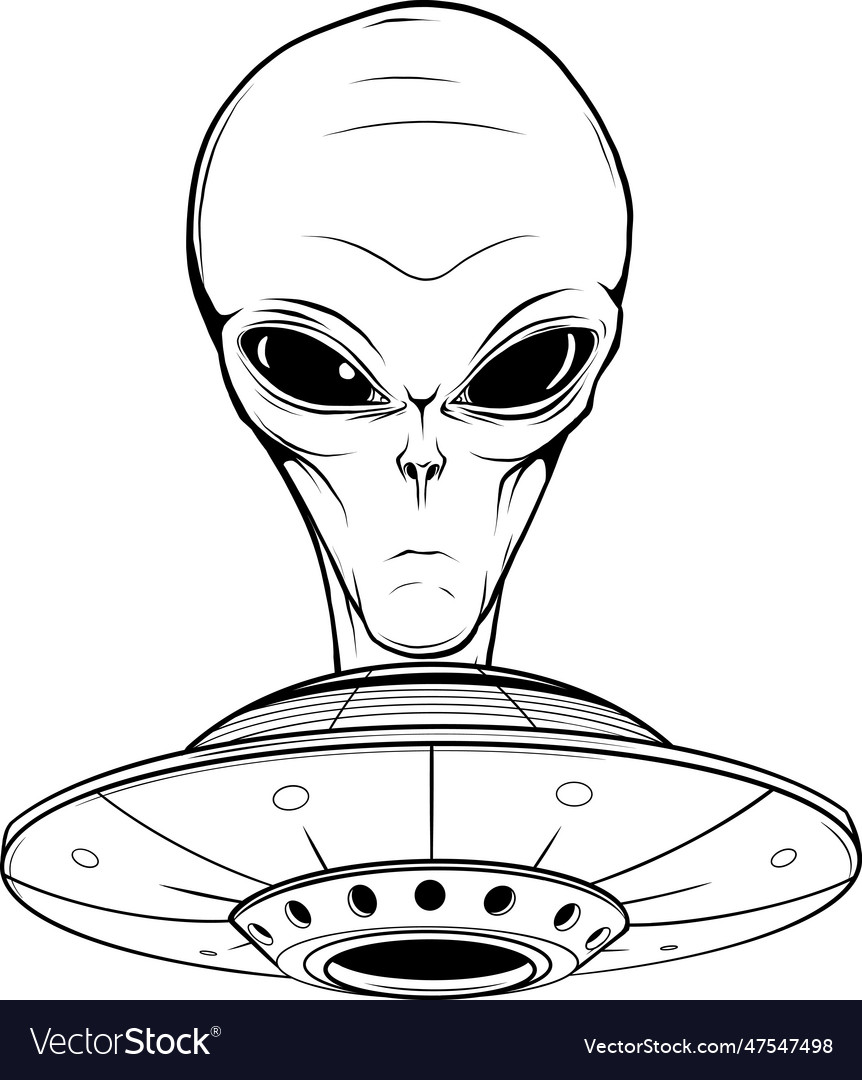 Outline alien head Royalty Free Vector Image - VectorStock