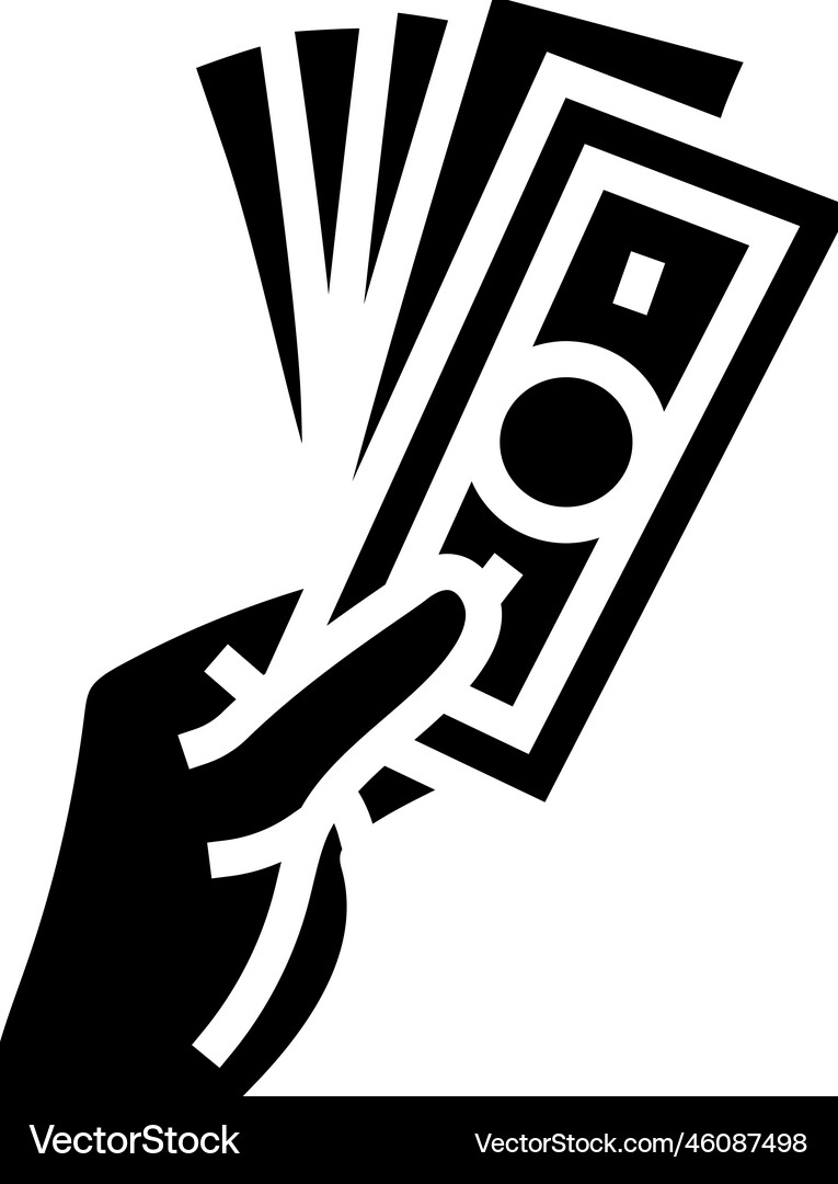 Rich money hand glyph icon Royalty Free Vector Image