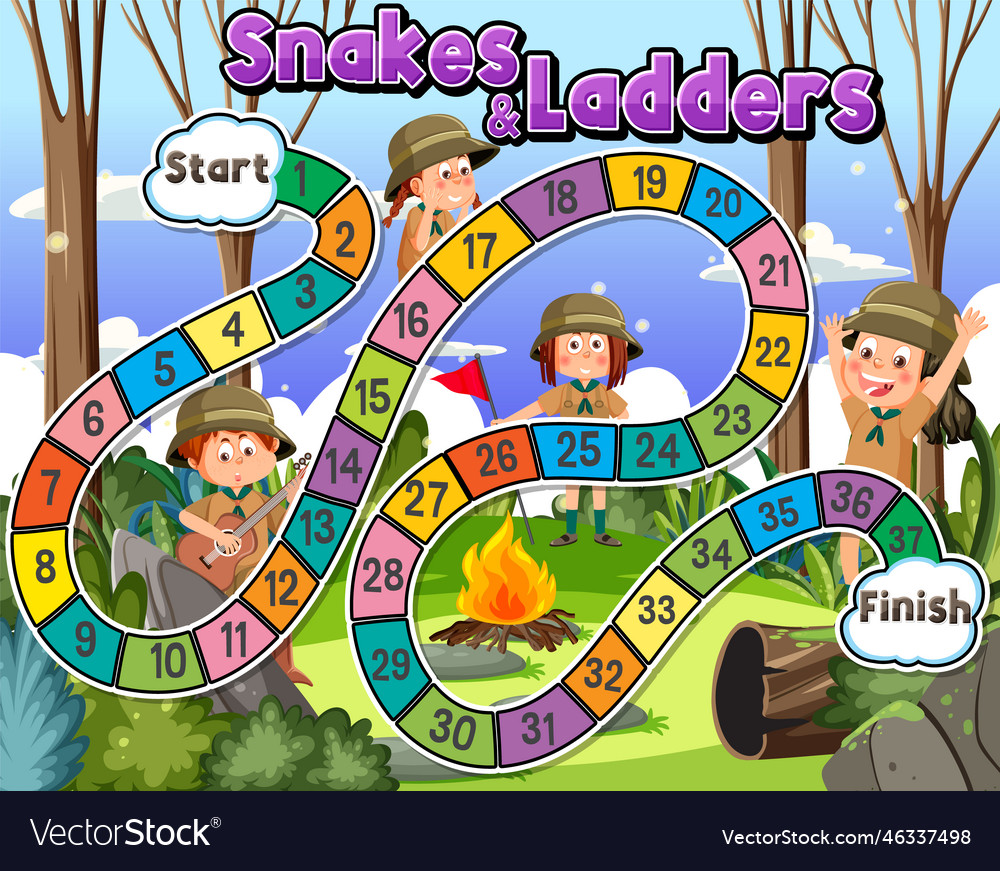 Simple board game for children camping background Vector Image
