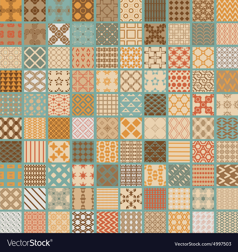 100 Retro set geometric seamless Royalty Free Vector Image