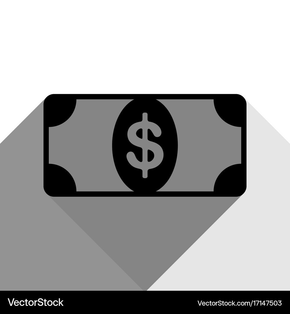 Bank note dollar sign black icon with two Vector Image