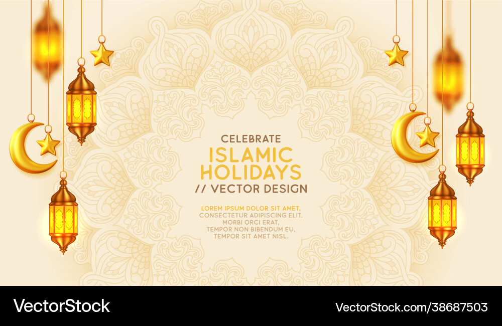 Beautiful islamic event background with hanging Vector Image