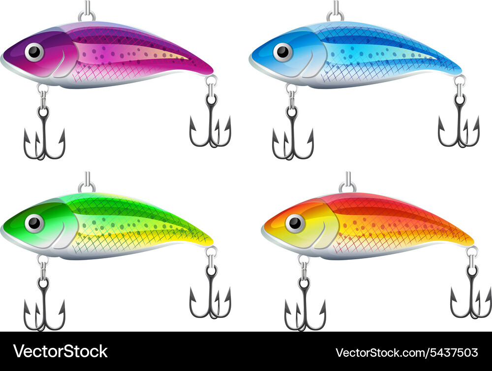 Colorful Fishing Lures Set Royalty Free Vector Image