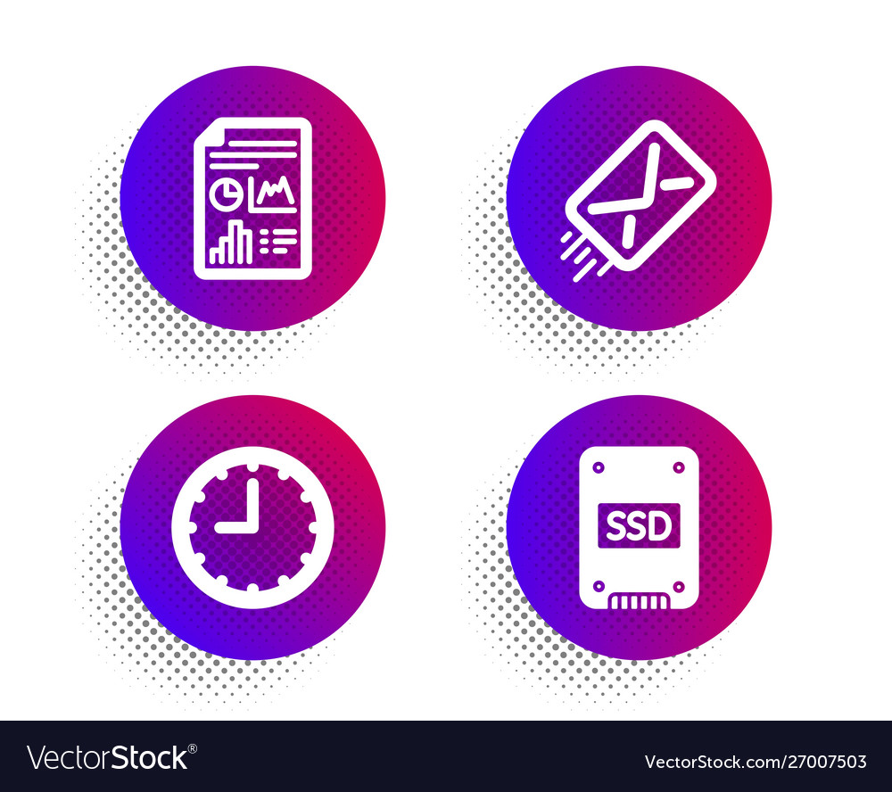 E-mail time and report document icons set ssd Vector Image