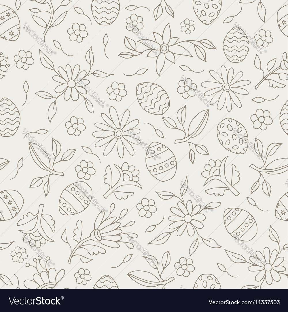 Easter elements seamless flower pattern background