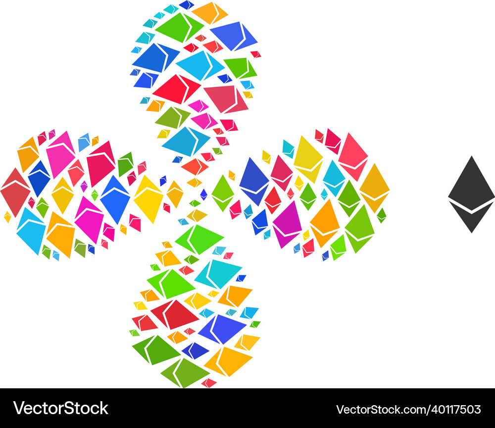 Ethereum crystal icon colored rotation motion Vector Image