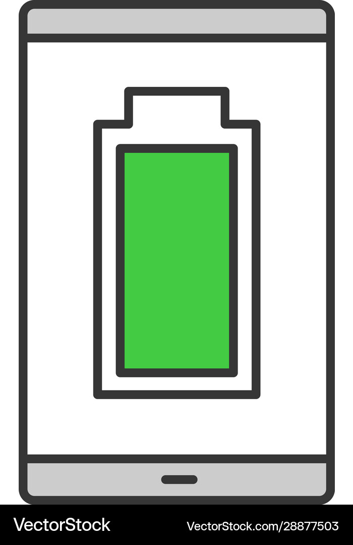 Fully charged smartphone battery color icon Vector Image