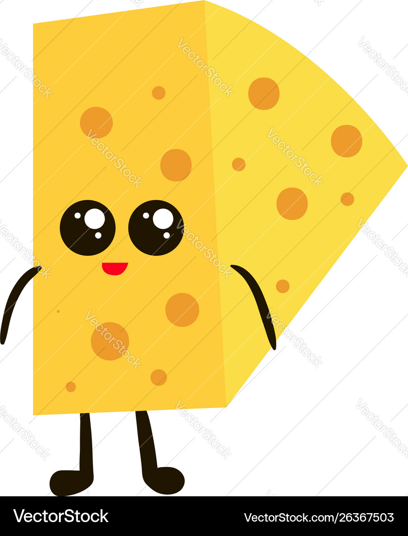 Happy cheese with eyes on white background Vector Image