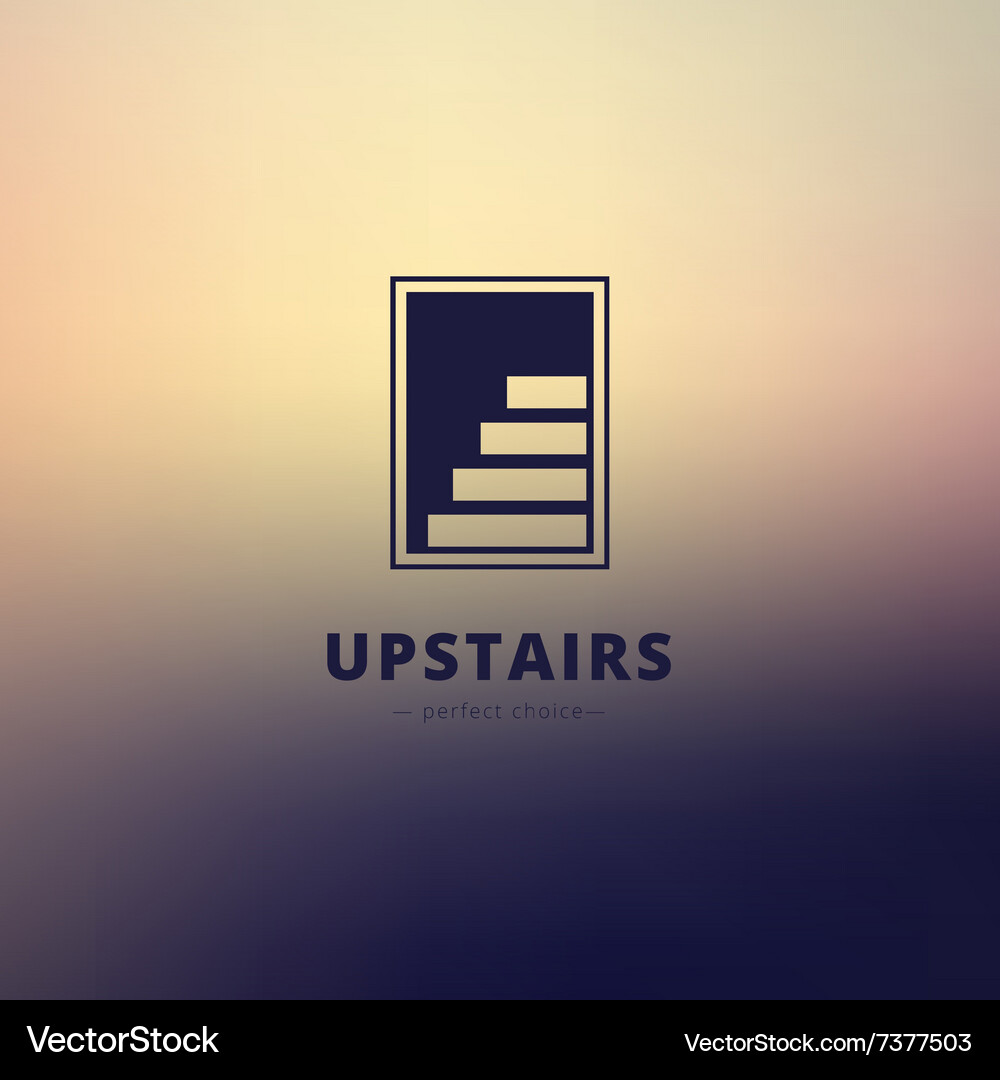 Negative space stairs logo brand sign Royalty Free Vector