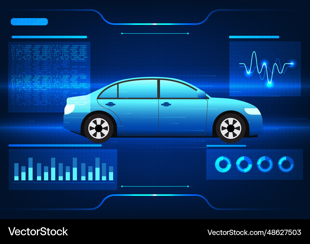 Technology that integrates with the car in order Vector Image