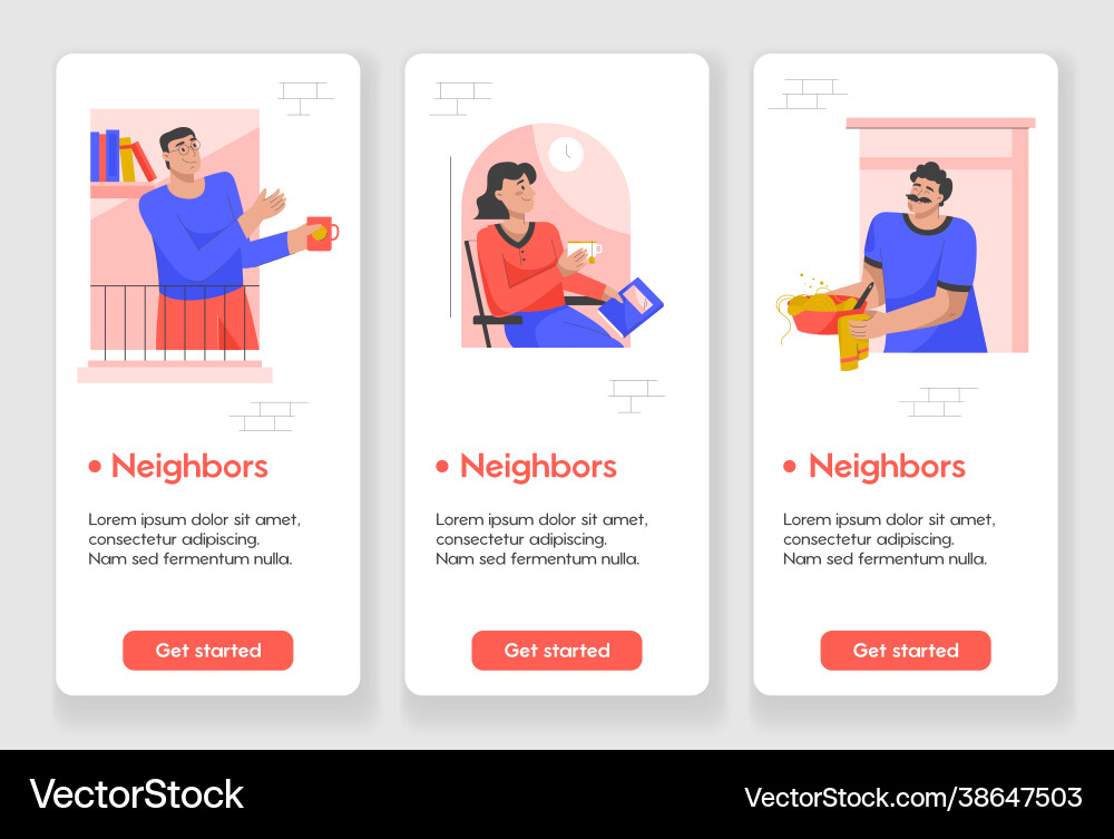 Template design for mobile app page with neighbors