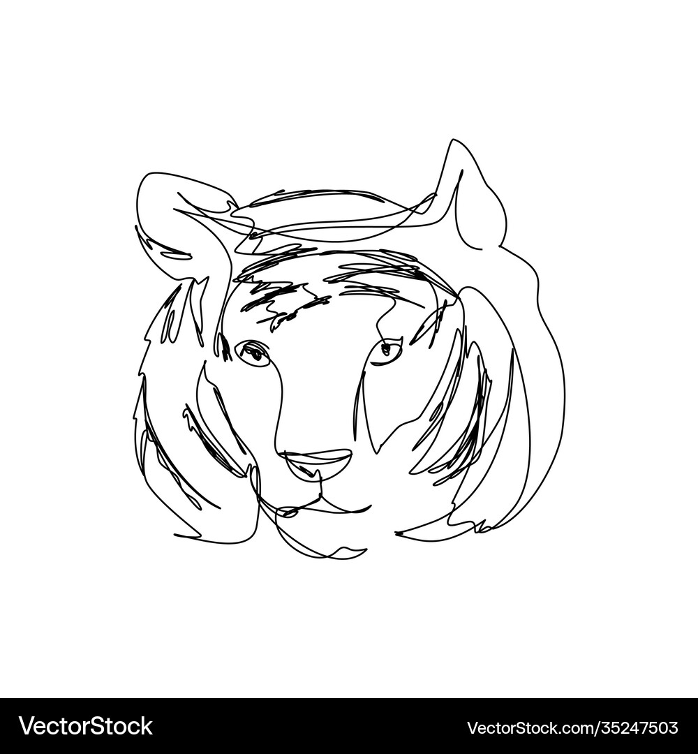 Tiger face in a continuous line art style Vector Image