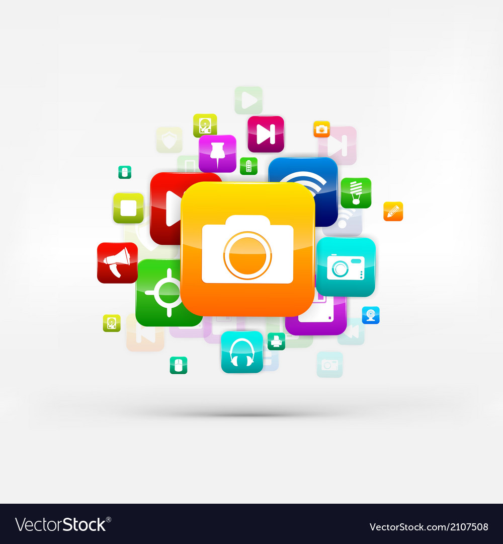 Application buttonsocial mediacloud computing Vector Image