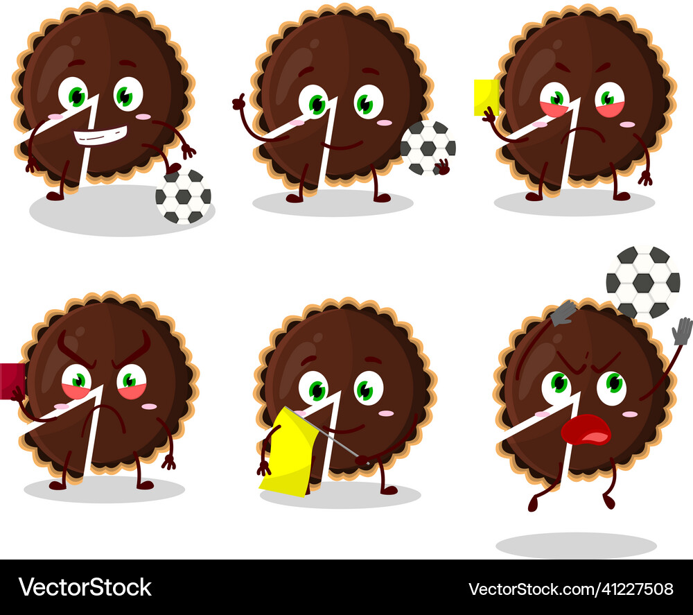 Chocolate tart cartoon character working Vector Image