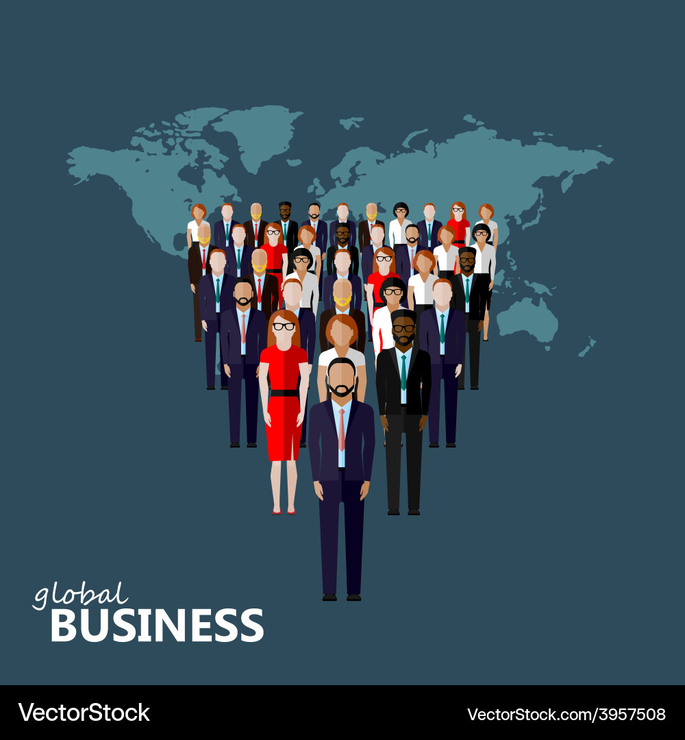 Flat of leader and team group Royalty Free Vector Image
