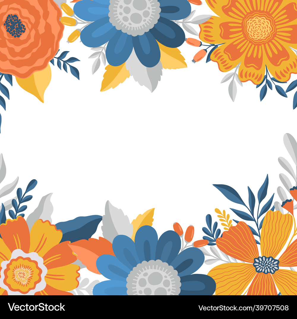 Flower square frame in elegant stylevintage Vector Image