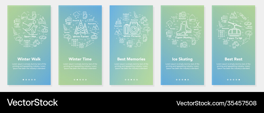 Green winter vacation in mountains line Royalty Free Vector