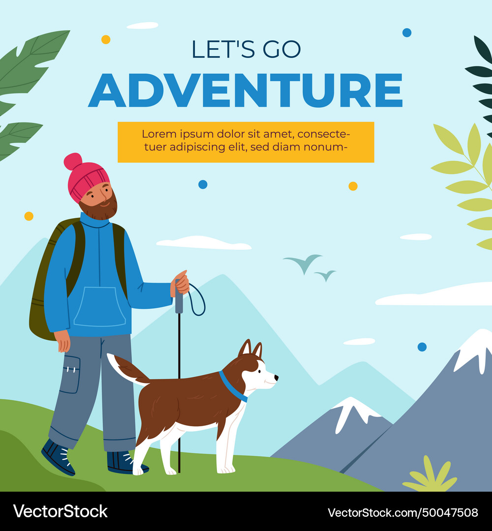 Hiking adventure isolated on white background Vector Image