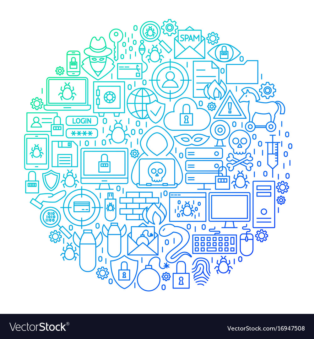 Internet security line circle design Royalty Free Vector