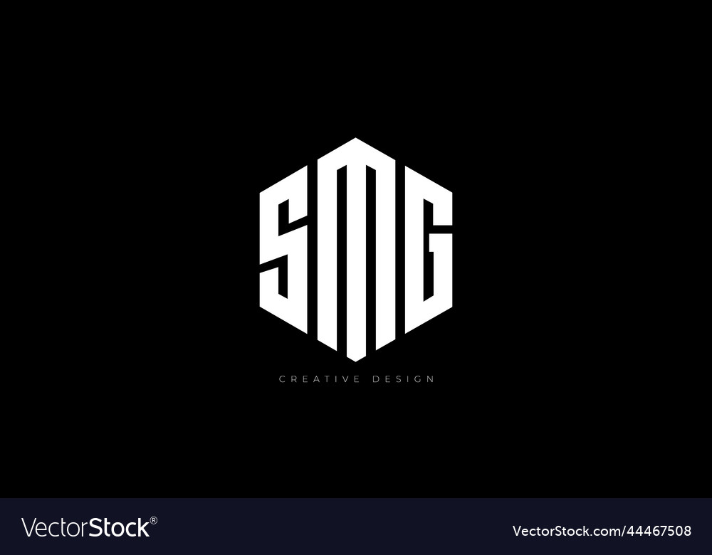 Letter design smg hexagon shape logo Royalty Free Vector