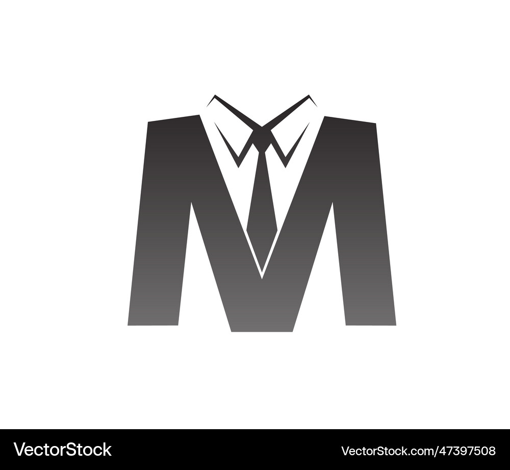 Necktie m letter suite design icon Royalty Free Vector Image