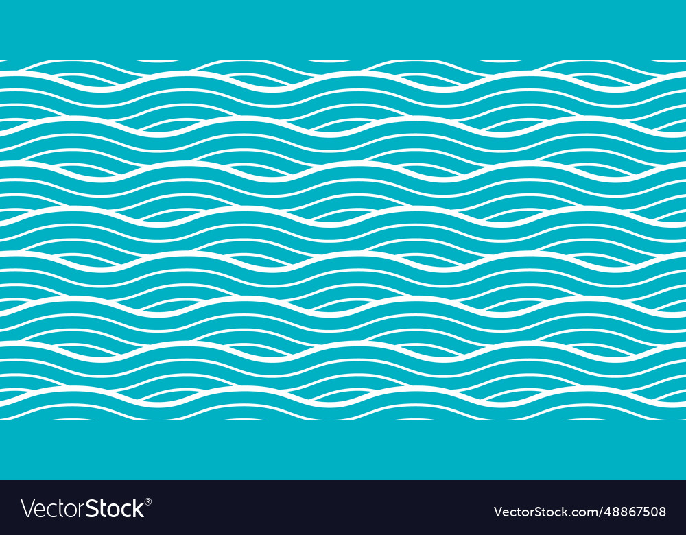 One-color seamless pattern with waves Royalty Free Vector