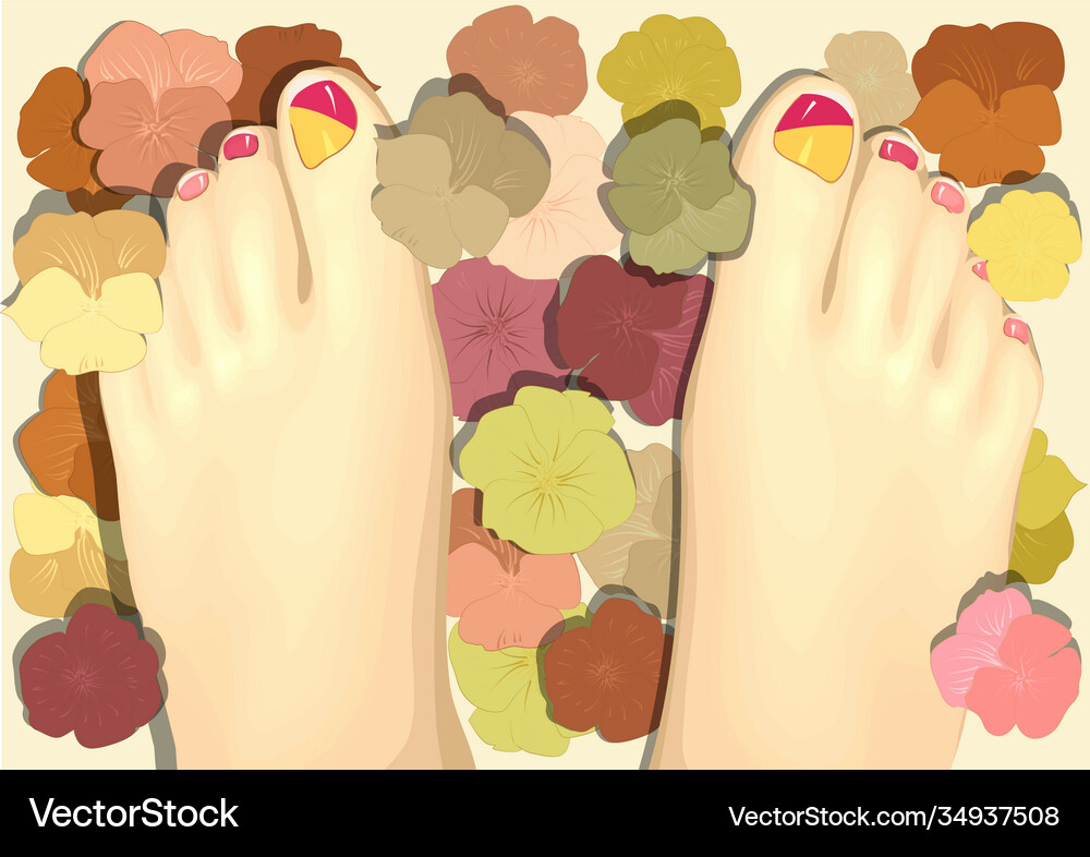 Pedicure with flowers Royalty Free Vector Image