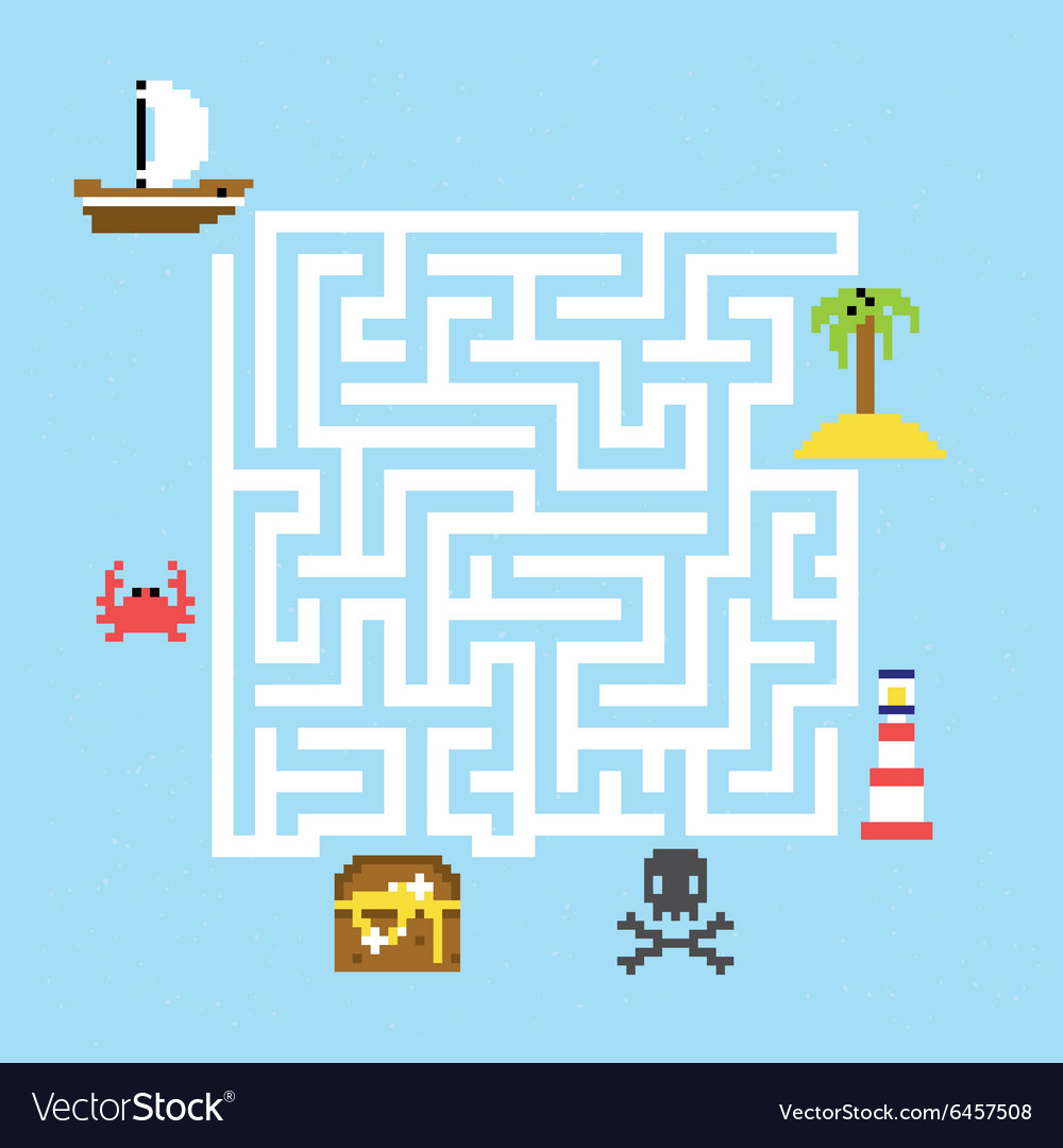 Pirate treasure maze Royalty Free Vector Image