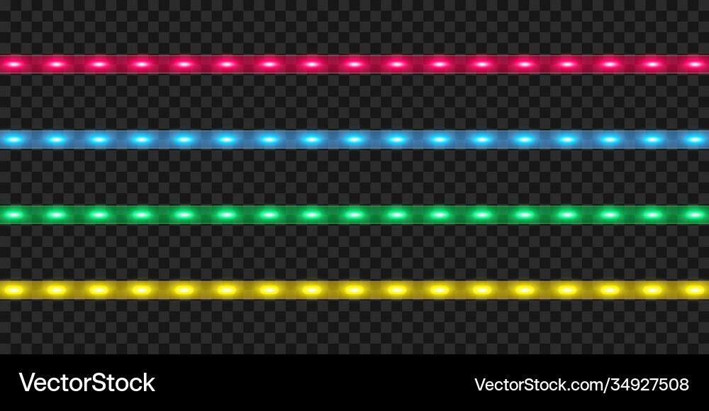 Realistic led strip set colorful glowing Vector Image