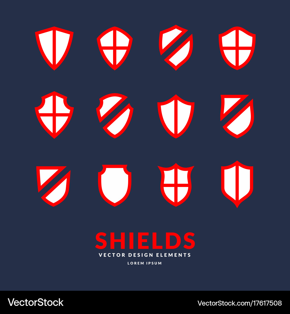 Set of different shields templates for design Vector Image