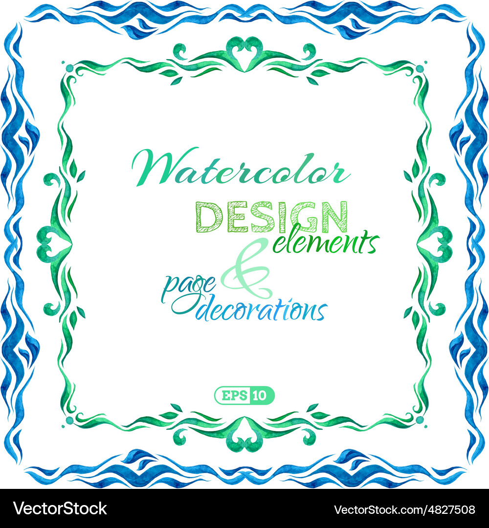 Set of watercolour page decorations Royalty Free Vector
